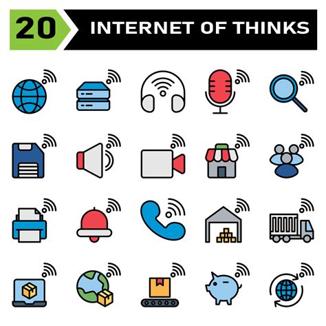 internet of things icon set include world earth internet of things