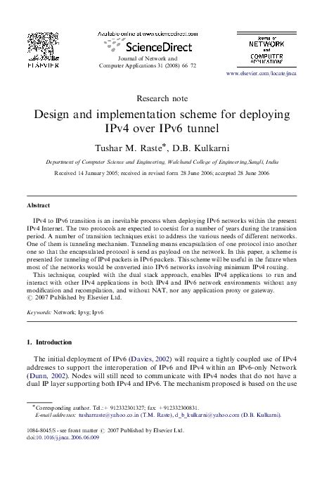 pdf design and implementation scheme for deploying ipv4 over ipv6 tunnel