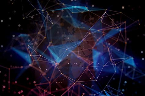 어두운 기술 배경에 와이어프레임 그리드와 다각형 인물이 있는 추상적인 어두운 벽지 3d 렌더링 0명에 대한 스톡 사진 및 기타 이미지 Istock