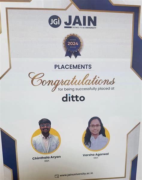 chinthala aryan on linkedin placement newbeginnings jainuniversity