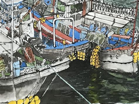 김복만 휴식3 100 65 Cm 장지에 먹과 채색 김복만작가 한국화 수묵채색화 풍경화 억새 청둥오리 Instagram