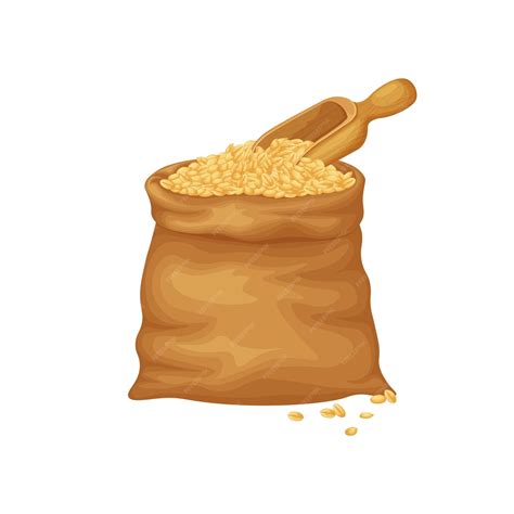 Premium Vector Wheat Wheat In A Bag A Large Bag Of Wheat Grains And A Wooden Scoop Seed Vector