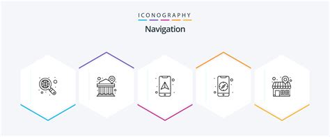 Navigation Line Icon Pack Including Map Pin Location Location Address Direction