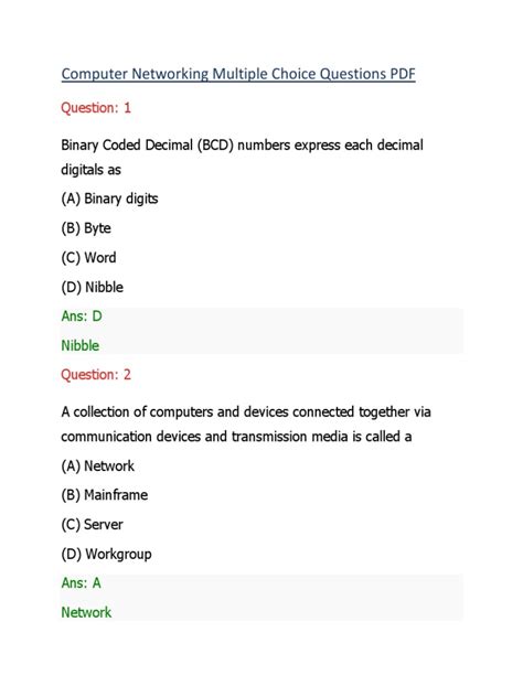 Computer Networking Multiple Choice Questions Pdf Guide Pdf