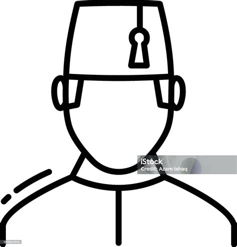 타르부시 컨셉 페즈 캡 벡터 아이콘 디자인 아랍 문화와 전통 상징을 흰색 배경에 착용한 터키남자 이슬람과 이슬람 관행 사인 0명에 대한 스톡 벡터 아트 및 기타 이미지