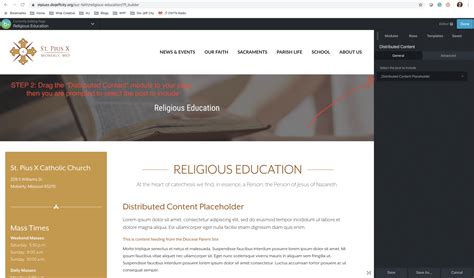 adding “distributed content” from the diocese to your parish website
