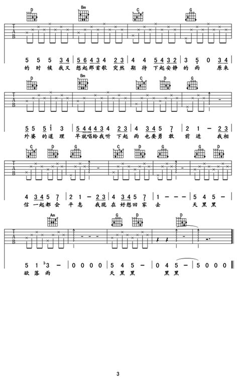 天黑黑 孫燕姿 吉他谱 Chord4