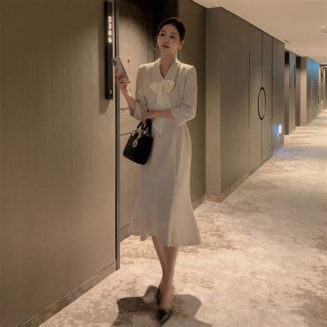 달리호텔 Premium Dali Made3사이즈 아네스 카라넥 리본 스카프 머메이드 원피스봄하객룩돌잔치룩브라이덜샤워