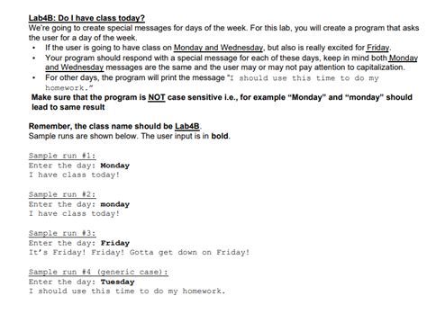 Solved Lab4b Do I Have Class Today Were Going To Create