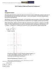 Graphs Of Rational Functions Assignment Docx Graphs Of Rational