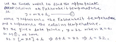 Solved Use The Given Data Points To Construct A Linear Model Then