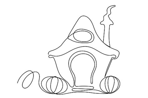 라인 아트 마녀 집 할로윈 일러스트 벽지 해피 홀리데이 인사말 선물 마녀 집 패턴 벽지 연속 라인 그래픽 할로윈 마녀 집 윤곽 실루엣 편집 가능 얇은 라인 아트 드로잉