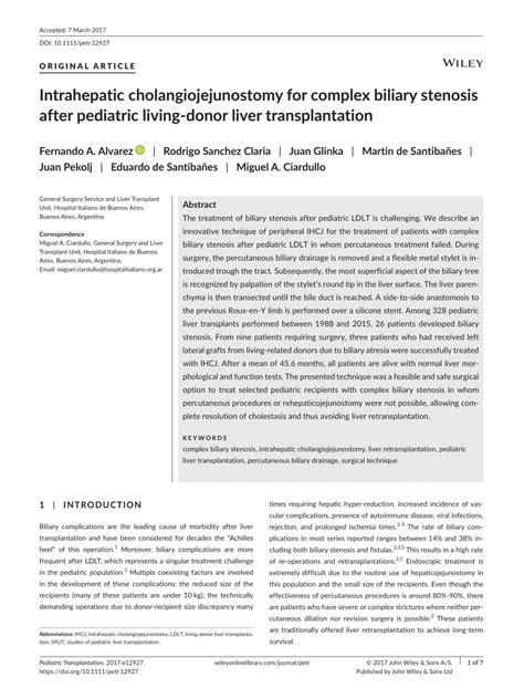 Pdf Intrahepatic Cholangiojejunostomy For Complex Biliary Stenosis