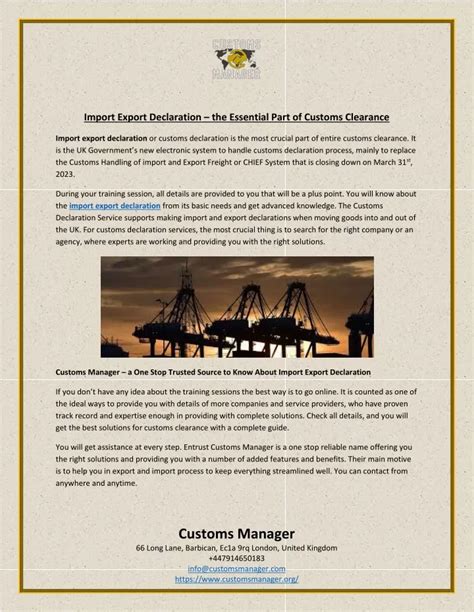 PPT Import Export Declaration The Essential Part Of Customs Clearance PowerPoint