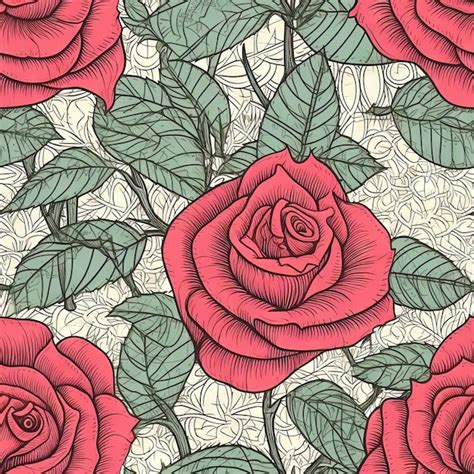Premium Ai Image Rose Flower Seamless Pattern Floral Seamless Background Generative Ai