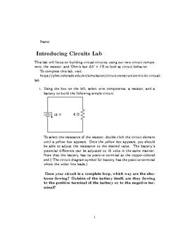 Introduction To Circuits Lab Resistors Good For Distance Learning
