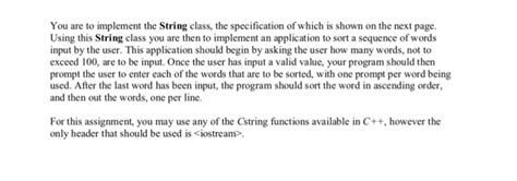 solved you are to implement the string class the