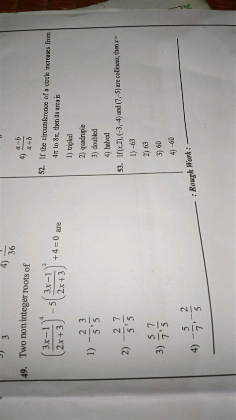Two Non Integer Roots Of Left Frac { 3 X 1 } { 2 X 3 } Right