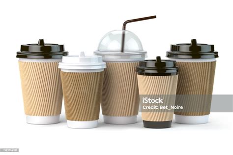 커피 종이 컵 세트입니다 카페 가게에 대한 모형 템플릿입니다 흰색 배경에 고립 된 커피의 다른 유형 0명에 대한 스톡 사진 및 기타 이미지 Istock
