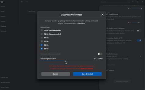 why does oculus pc app show duplicated refresh rates and no 120hz r