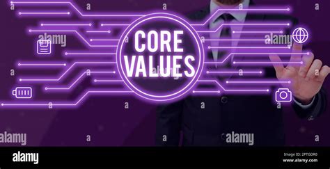 Handwriting Text Core Values Internet Concept Principles Which Guide And Determine What Is