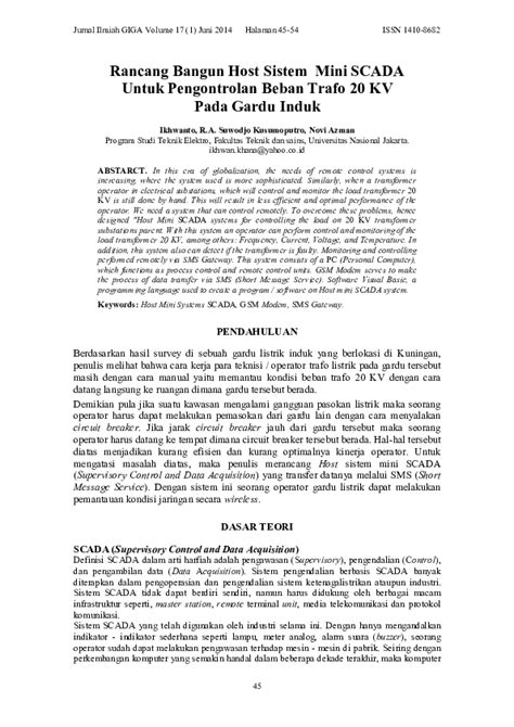 Pdf Rancang Bangun Host Sistem Mini Scada Untuk Pengontrolan Beban