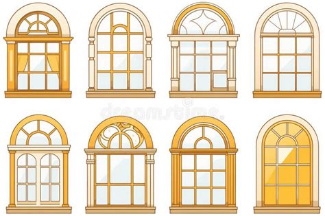 A Set Of Six Different Types Of Windows Perfect For Architecture And Interior Design Projects