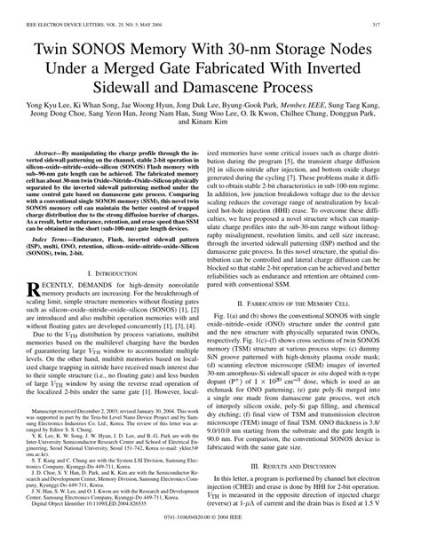 Pdf Twin Sonos Memory With 30 Nm Storage Nodes Under A Merged Gate Fabricated With Inverted