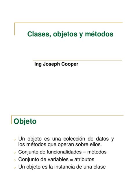 Clases Objetos Y Metodos Pdf Objeto Informática Clase