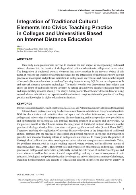 Pdf Integration Of Traditional Cultural Elements Into Civics Teaching Practice In Colleges And