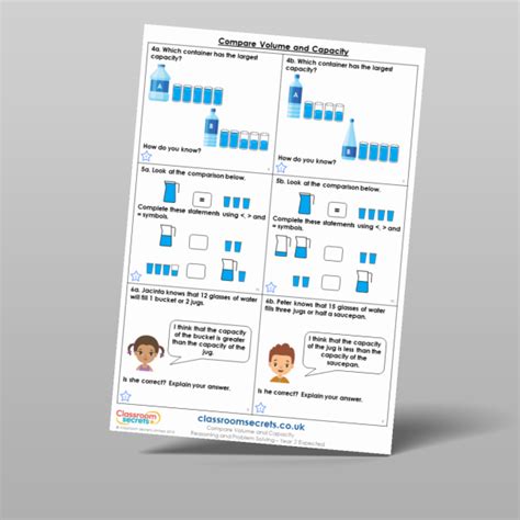 Year 2 Compare Volume And Capacity Reasoning And Problem Solving Resource Classroom Secrets