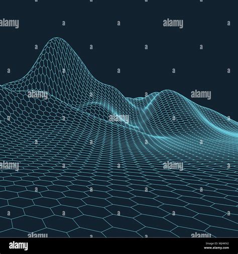 Abstract Vector Wireframe Landscape Background Cyberspace Grid 3d Technology Wireframe Vector