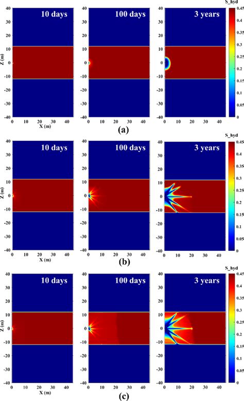 Temporal And Spatial Evolution Of The Hydrate Saturation Shyd S H In