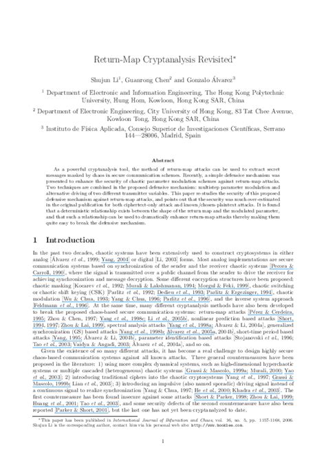 Pdf Return Map Cryptanalysis Revisited