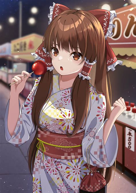Reimu Enjoying The Festival Project Touhou MAG MOE