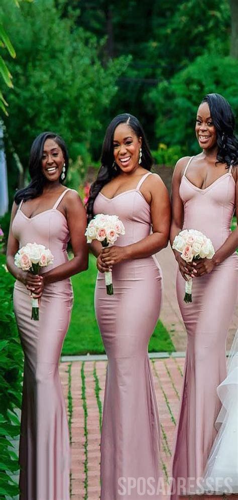 Sexy Mermaid Pink Spaghetti Straps Long Maid Of Honor Dresses Wg951 Sposadresses