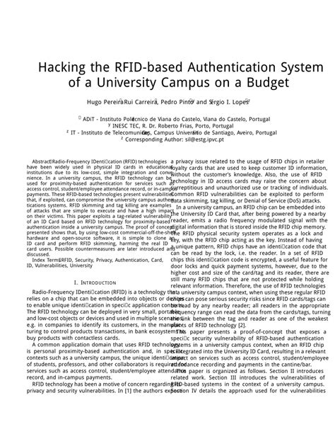 Pdf Hacking The Rfid Based Authentication System Of A University Campus On A Budget