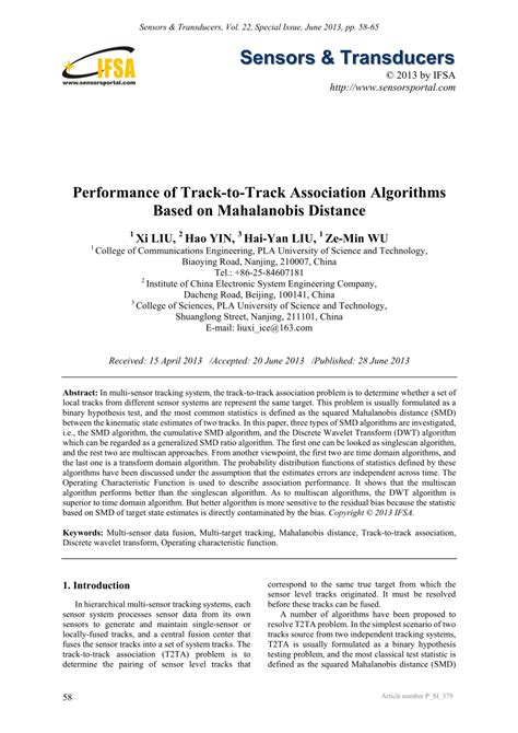 Pdf Performance Of Track To Track Association Algorithms Based On