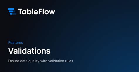 Validations Tableflow