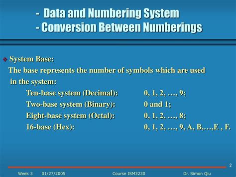 ppt data and numbering system conversion between numberings