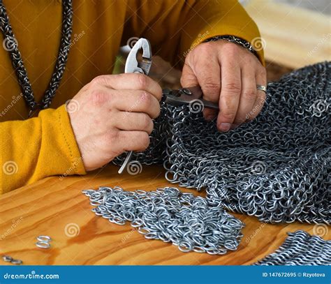 Man Making Chain Armor Stock Image Image Of Festival