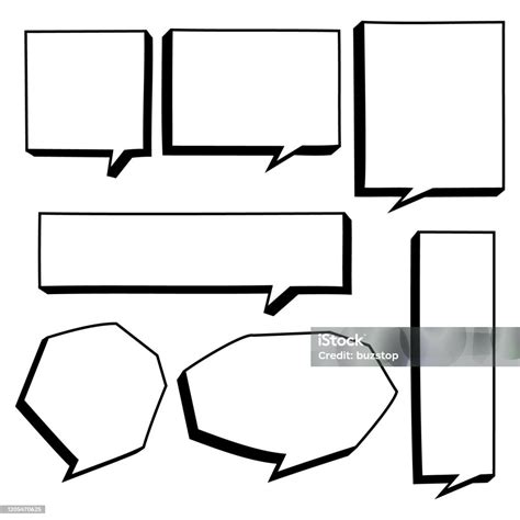 손으로 그린 3d 연설 풍선 풍선의 컬렉션 세트 생각 말하기 이야기 텍스트 상자 배너 흑백 색상 0명에 대한 스톡 벡터 아트 및