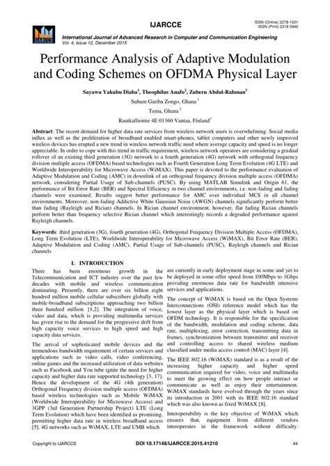 Pdf Performance Analysis Of Adaptive Modulation And Coding Schemes On