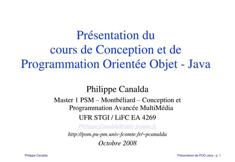 Ppt Présentation Du Cours De Conception Et De Programmation Orientée