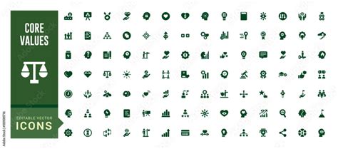 Core Values Icon Set Filled Style Icons Commitment Filled Icon Set Glyph For Web And Ui