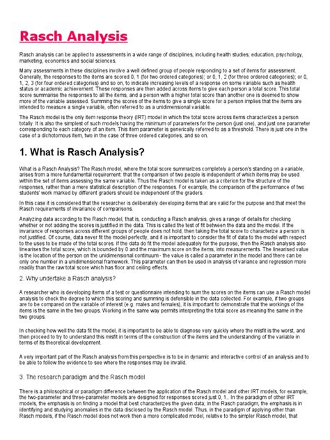 Rasch Analysis Pdf Validity Statistics Statistics
