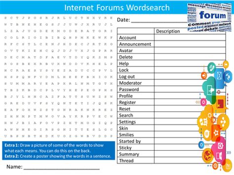 Ict Internet Forums Wordsearch Computing Starter Settler Activity Homework Cover Lesson