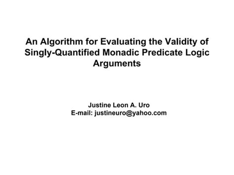 Algorithm Validity Predicate Logic Ppt Physics Science