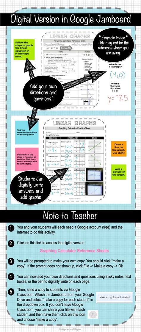 Graphing Linear Functions Ti 84 Calculator Reference Sheet And Pract Algebra And Beyond