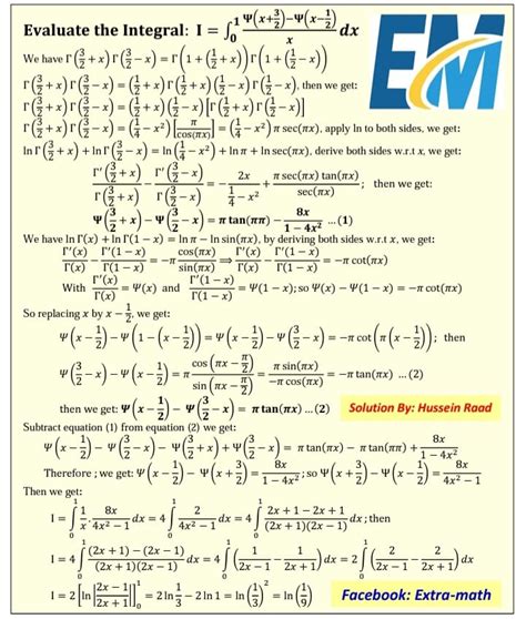Extra Math Integral Involving The Digamma Function Ψ